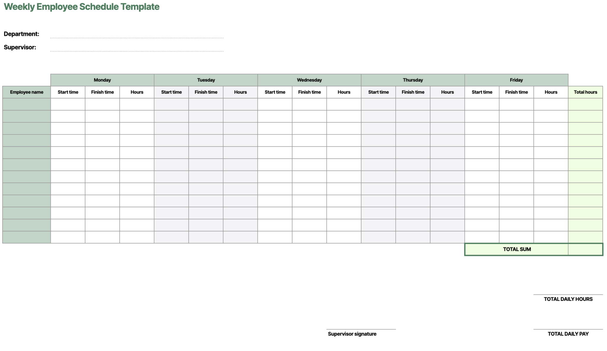 GRATIS maler for timeplaner: Ukentlig, daglig, månedlig - EARLY